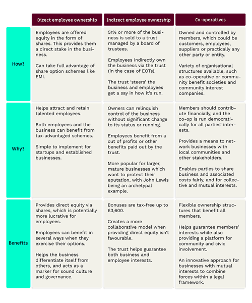 Employee ownership: what are the choices?